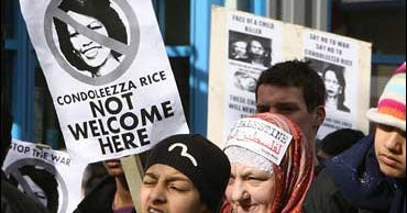 Rice Greeted With Protests In Britain - CBS News