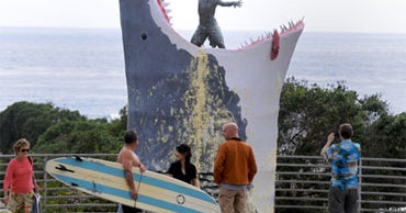 Fake Shark Devours Surfer In Latest Statue Prank - CBS News