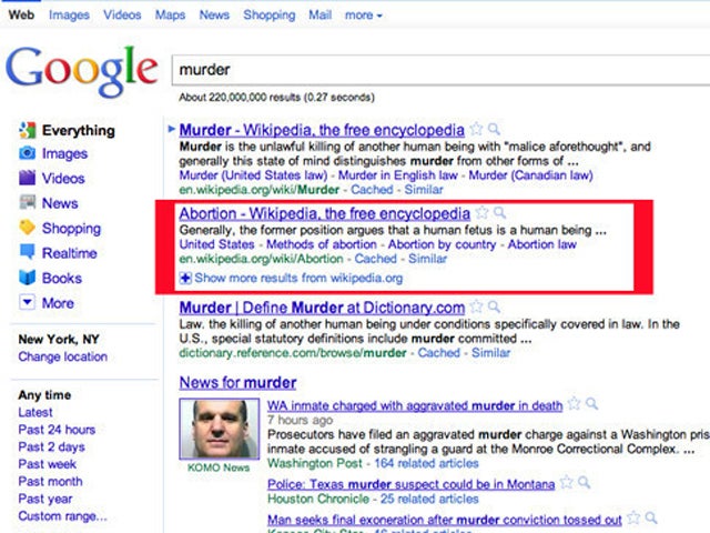 New "Google Bomb" links murder to abortion - CBS News