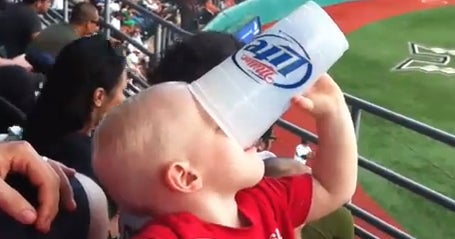 FAIL: 1-year-old drinks Miller Light at baseball game - CBS News