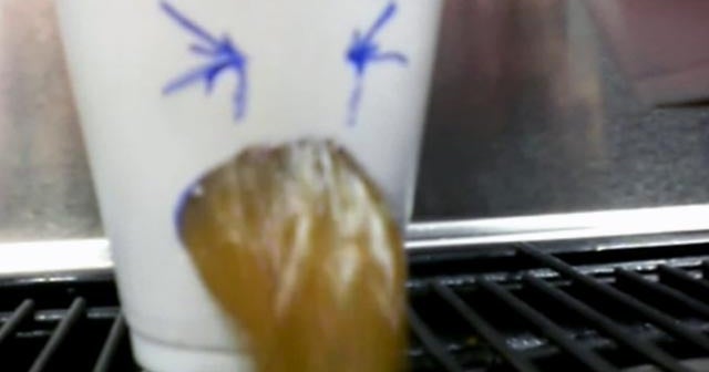 Barfing cup is a metaphor for life - CBS News