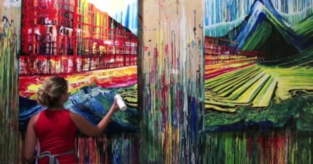 Timelapse art: Amy Shackleton paints without paint brushes - CBS News