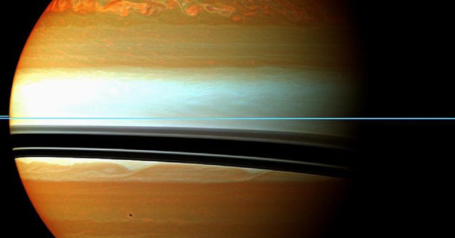 Saturn wracked by monster tempest