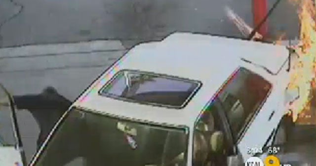 Gas station crash, fire, spark frantic scene in So. Calif. - CBS News