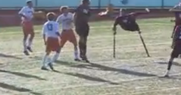 Watch: One-legged soccer player scores amazing goal - CBS News