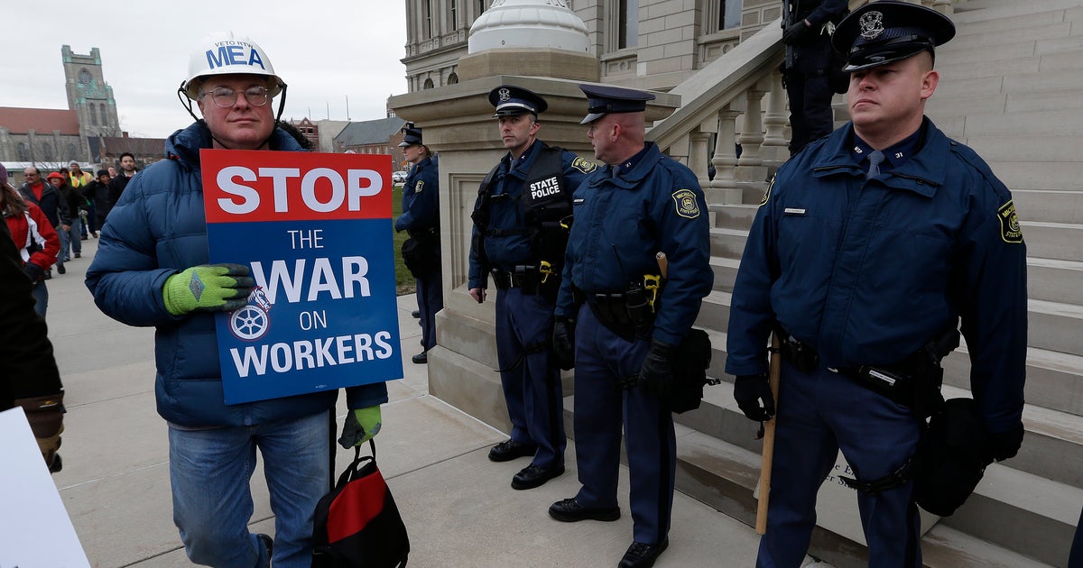 Right-to-work protest in Mich.