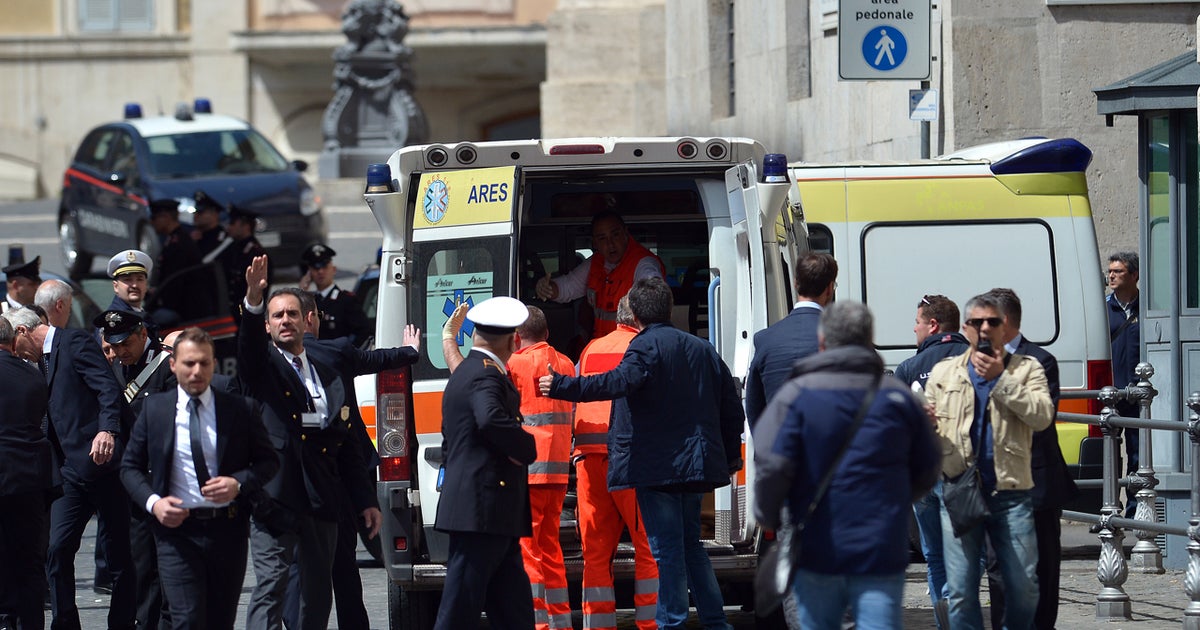 Shooting near swearing of new Italian premier - CBS News