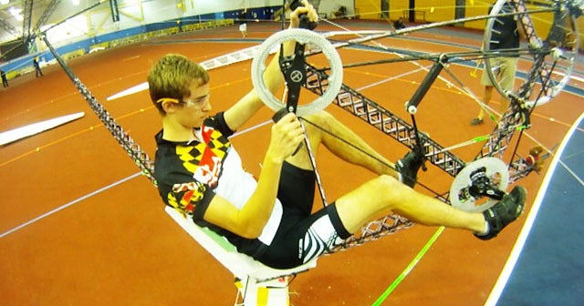 Students defy gravity in human-powered helicopter - CBS News