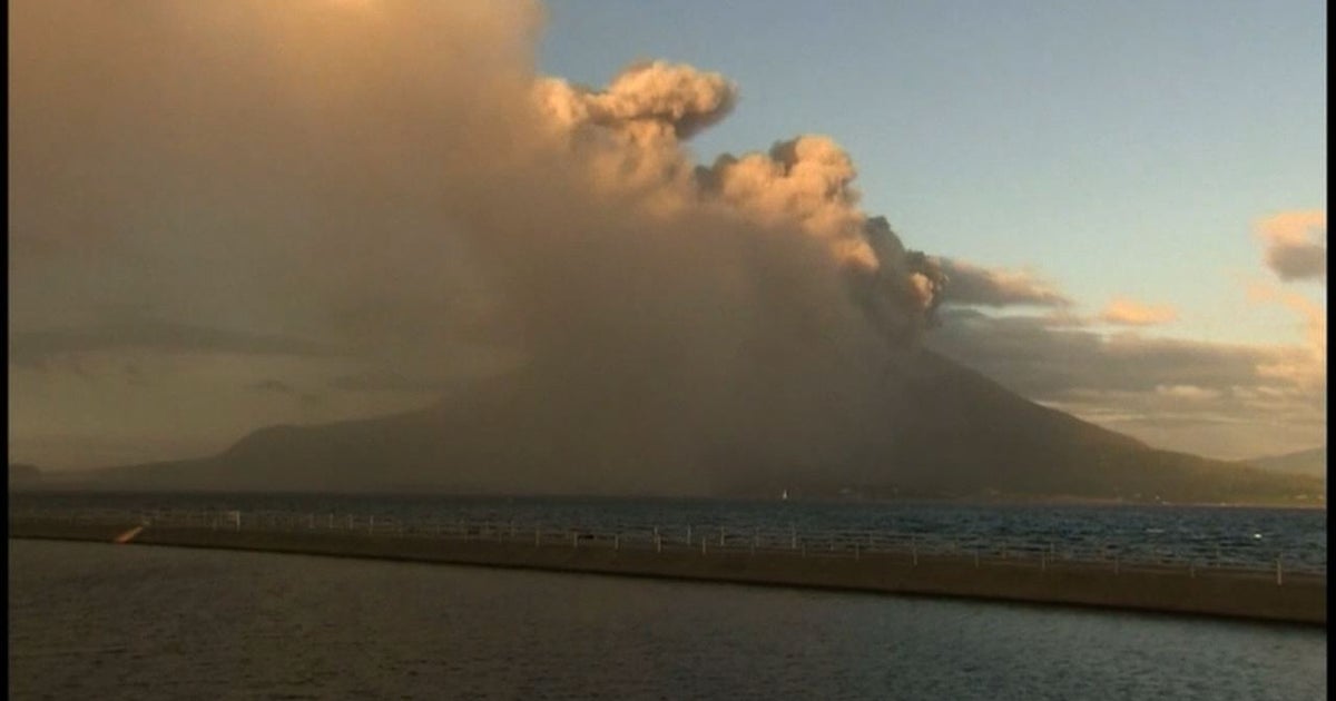 Japanese volcano erupts, sends ash three miles into the sky - CBS News