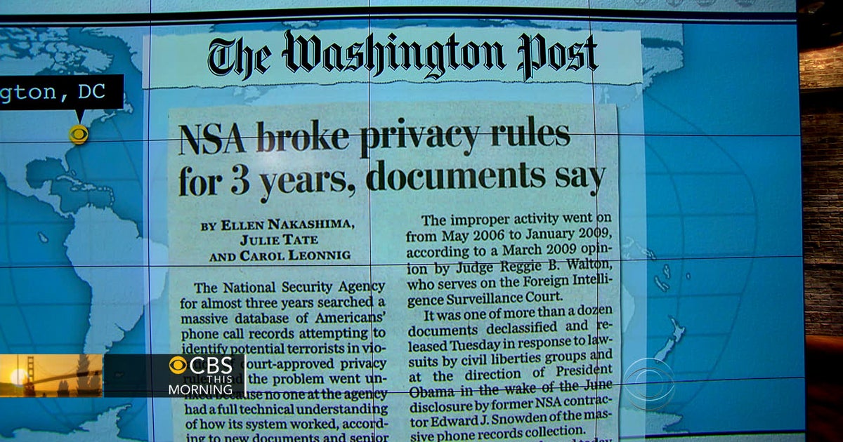 Headlines: NSA violated privacy rules with phone records database - CBS ...