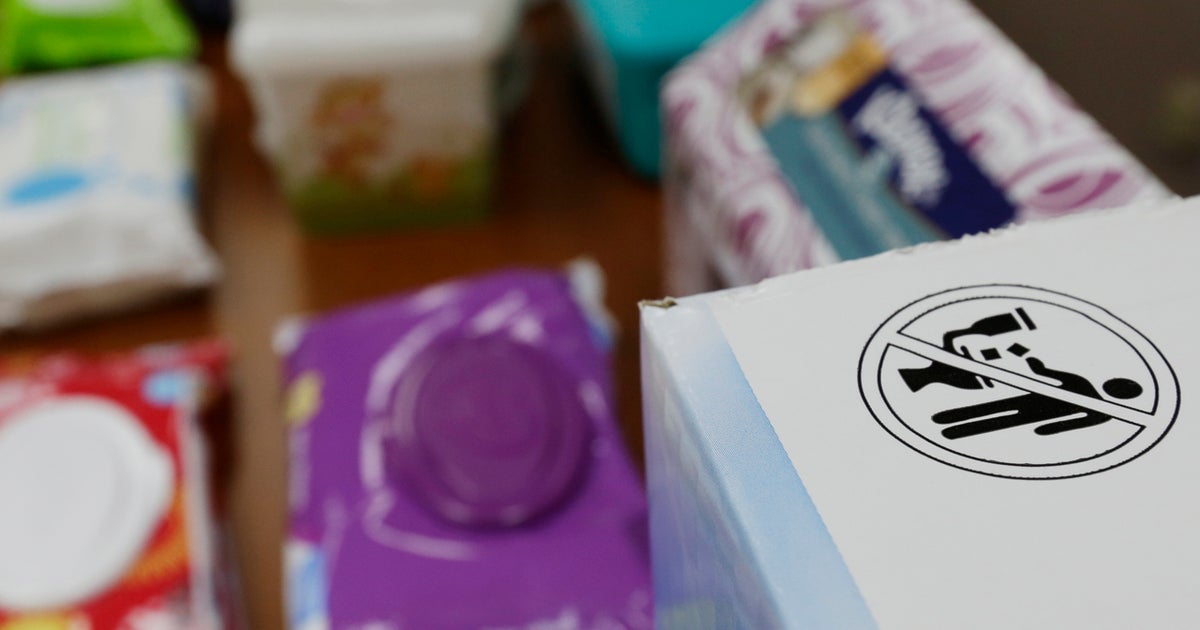 "Flushable" bathroom wipes clogging U.S. sewer systems - CBS News
