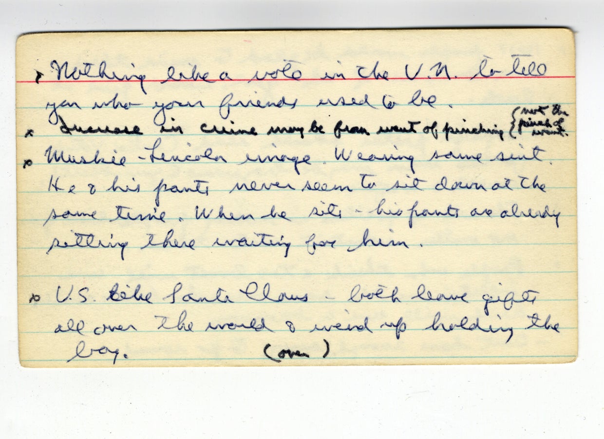 Ronald Reagan's index cards of one-liners