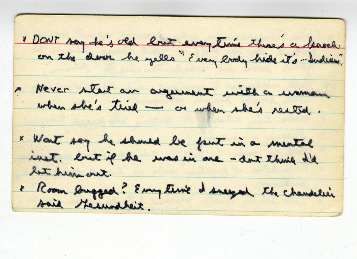 Ronald Reagan's index cards of one-liners