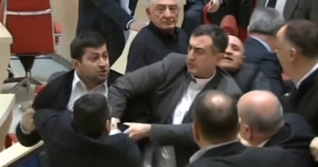 Brawl breaks out in Georgia parliament - CBS News