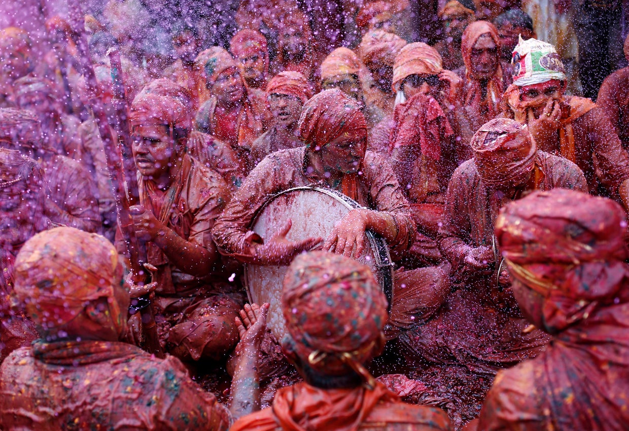 Colorful Hindu religious festival of Holi celebrated as the harvest ...