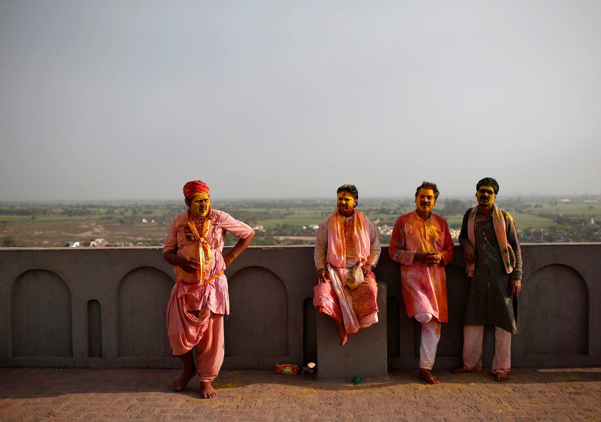 Colorful Hindu religious festival of Holi celebrated as the harvest ...