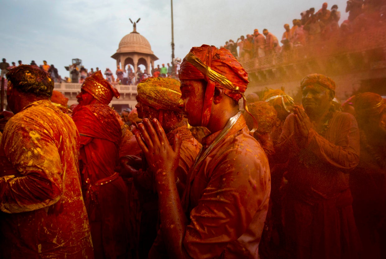Colorful Hindu religious festival of Holi celebrated as the harvest ...