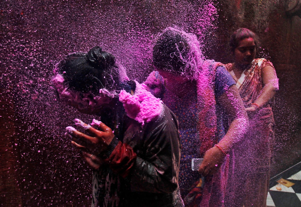 Colorful Hindu religious festival of Holi celebrated as the harvest ...