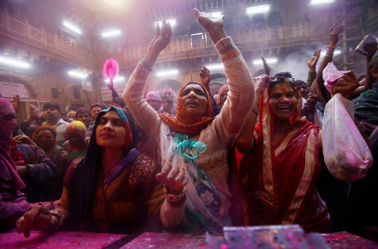 Colorful Hindu religious festival of Holi celebrated as the harvest ...