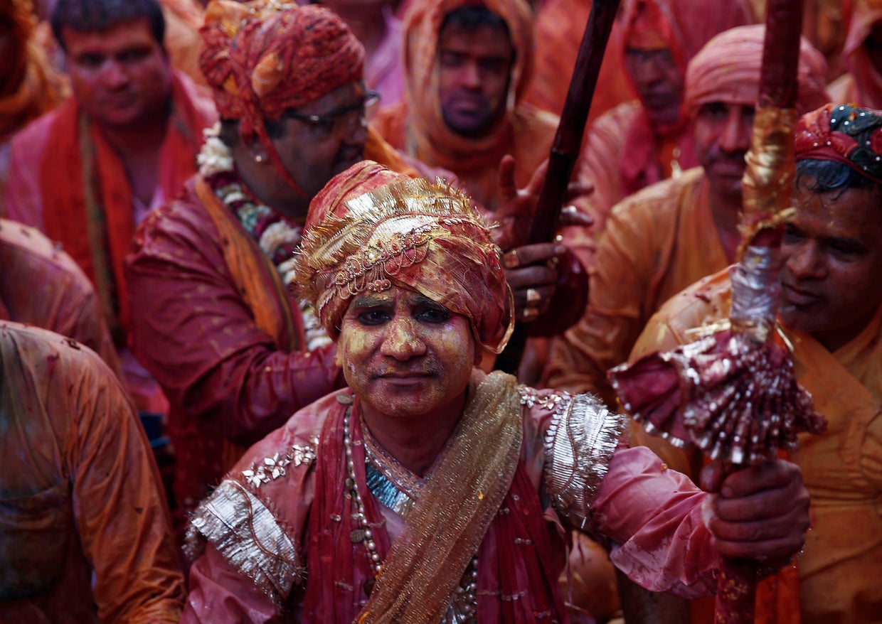 Colorful Hindu religious festival of Holi celebrated as the harvest ...