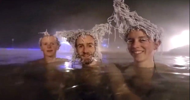 Canada's crazy frozen hair contest in Takhini Hot Springs