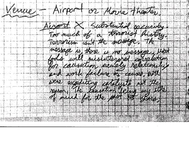Notebook of Colorado theater shooter James Holmes shows bizarre thoughts