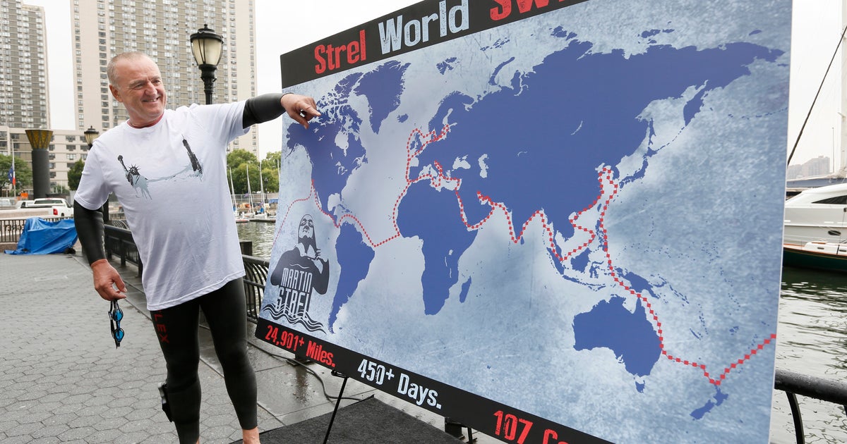 Legendary long-distance swimmer aims to circle the globe - CBS News