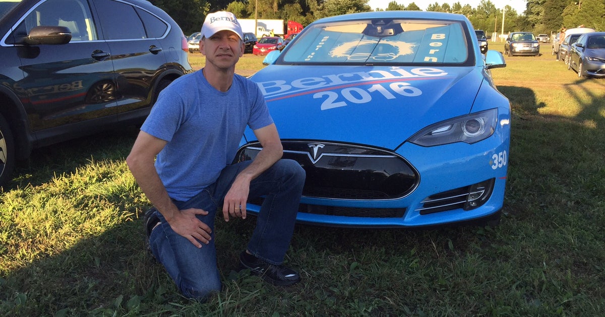 Election 2016: Bernie Sanders fan decks out his Tesla as the "Bern ...