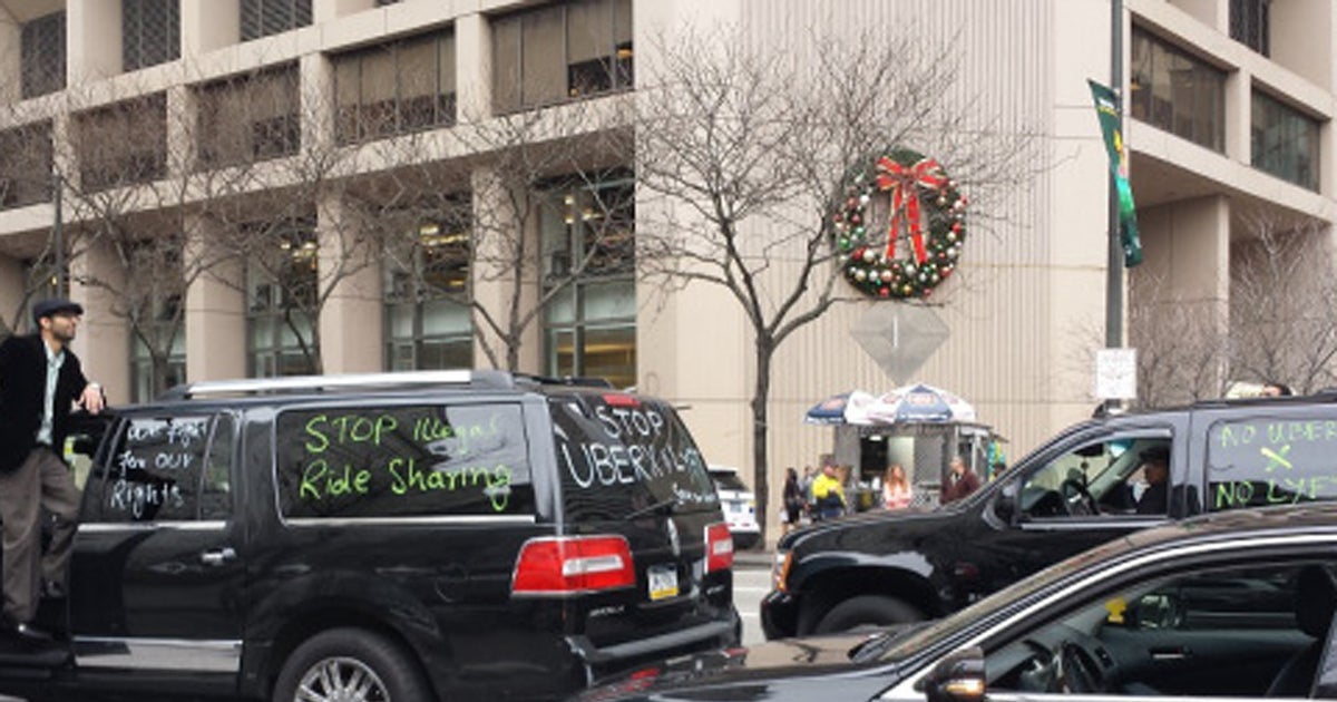 Taxi drivers jam Philadelphia's traffic, march in Uber protest - CBS News