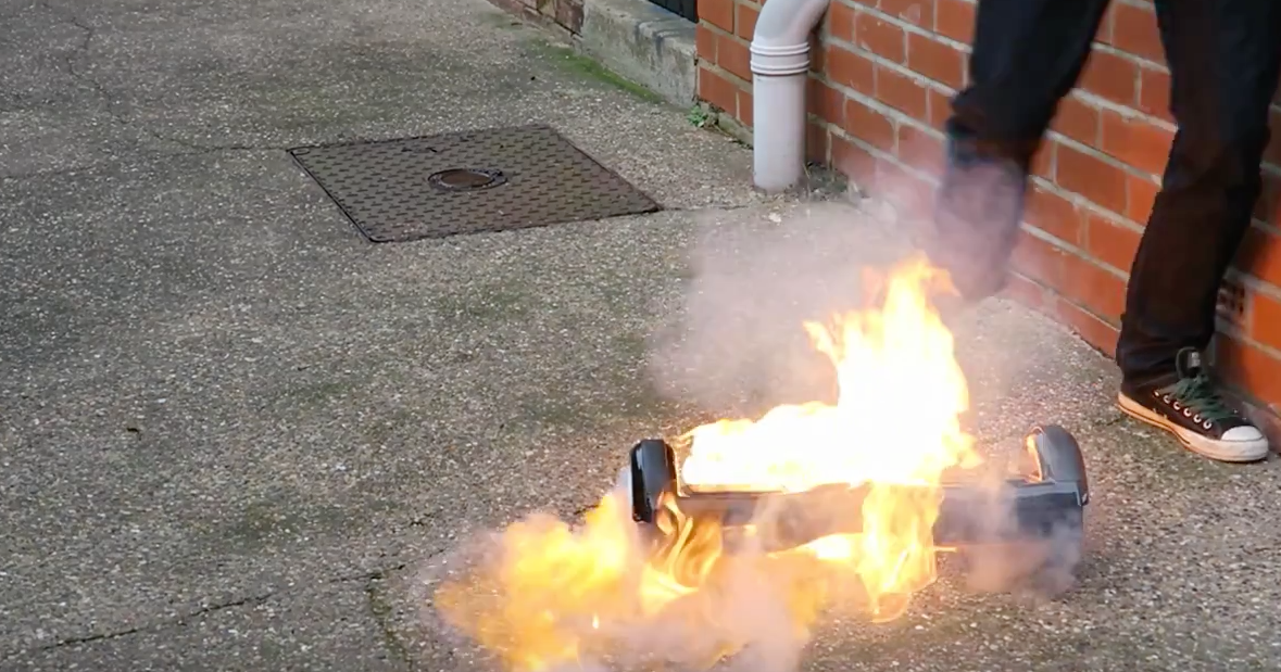 Video shows hoverboard going up in flames - CBS News