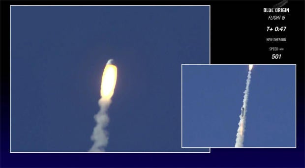Blue Origin stages spectacular abort test of spacecraft - CBS News