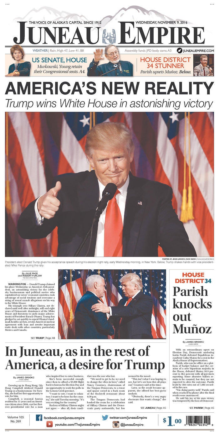 Newspaper front pages tell story of shocking Trump win