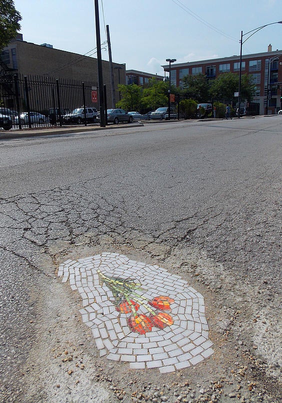 Street art: Jim Bachor's pothole mosaics