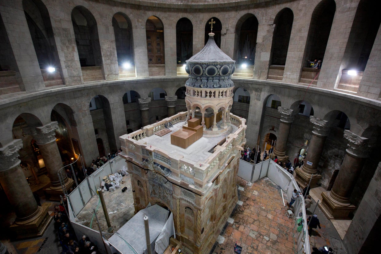 Historic restoration of Jesus' burial shrine