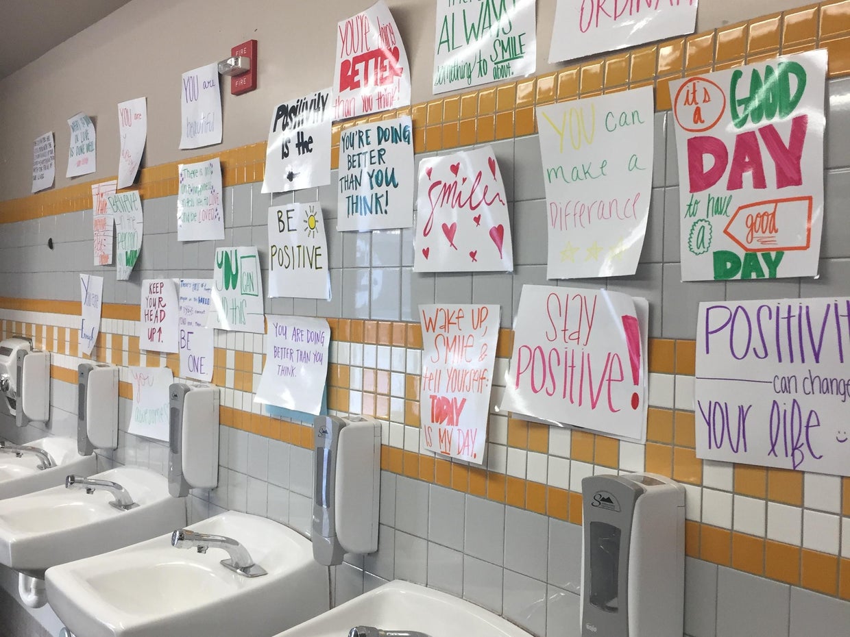 California teen hangs empowering messages instead of mirrors in girls ...