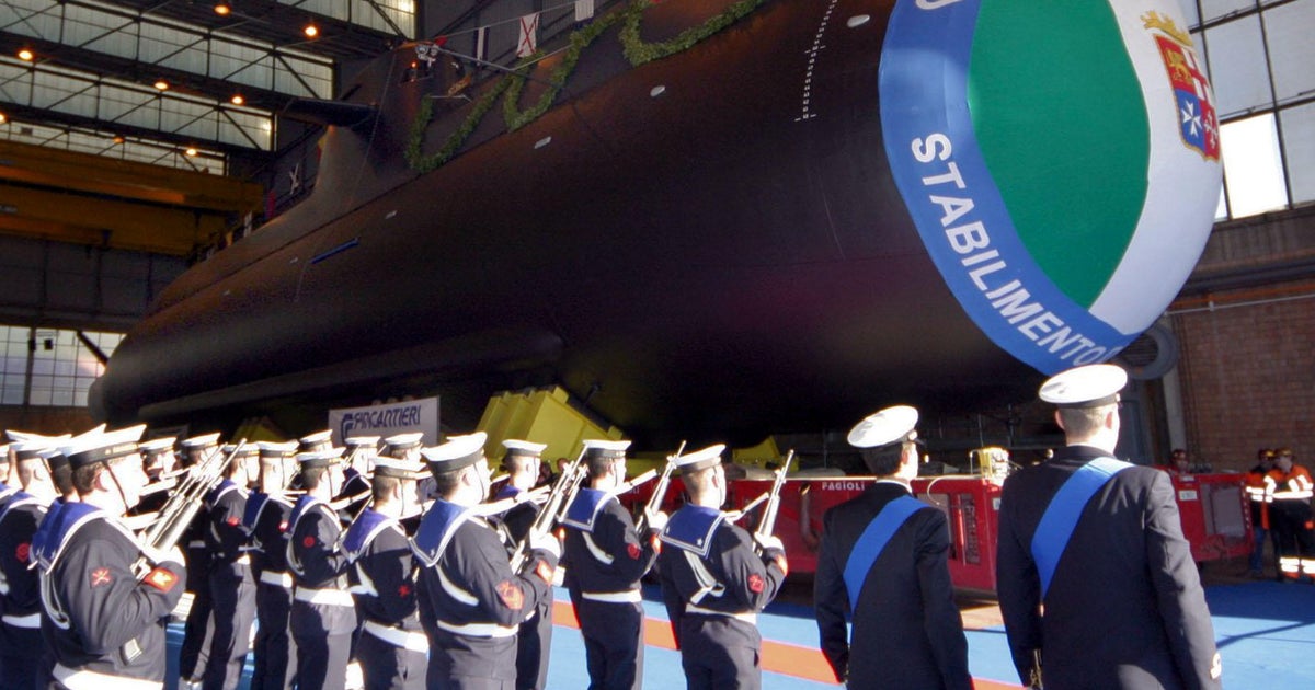 Italian navy submarine collides with cargo ship - CBS News