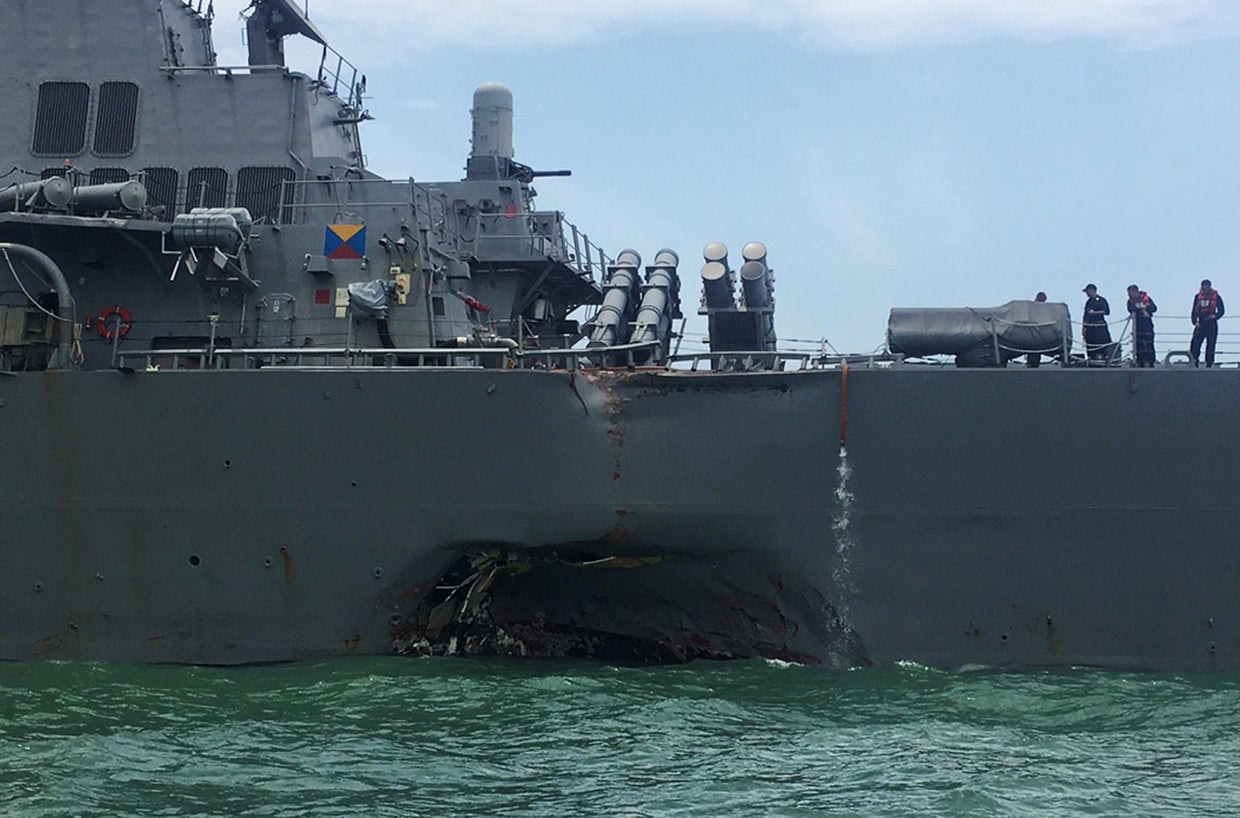 USS John S. McCain collision: Pictures show damage to U.S. Navy ...