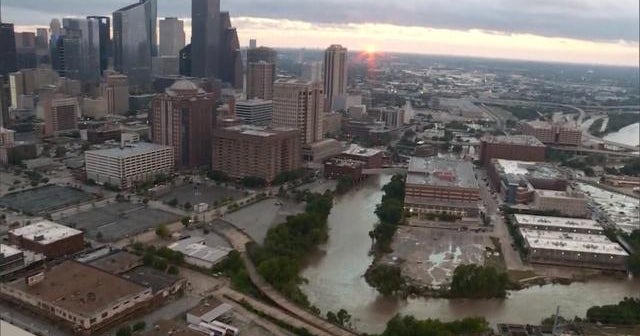 Helicopter view of Houston shows extent of flooding damage - CBS News