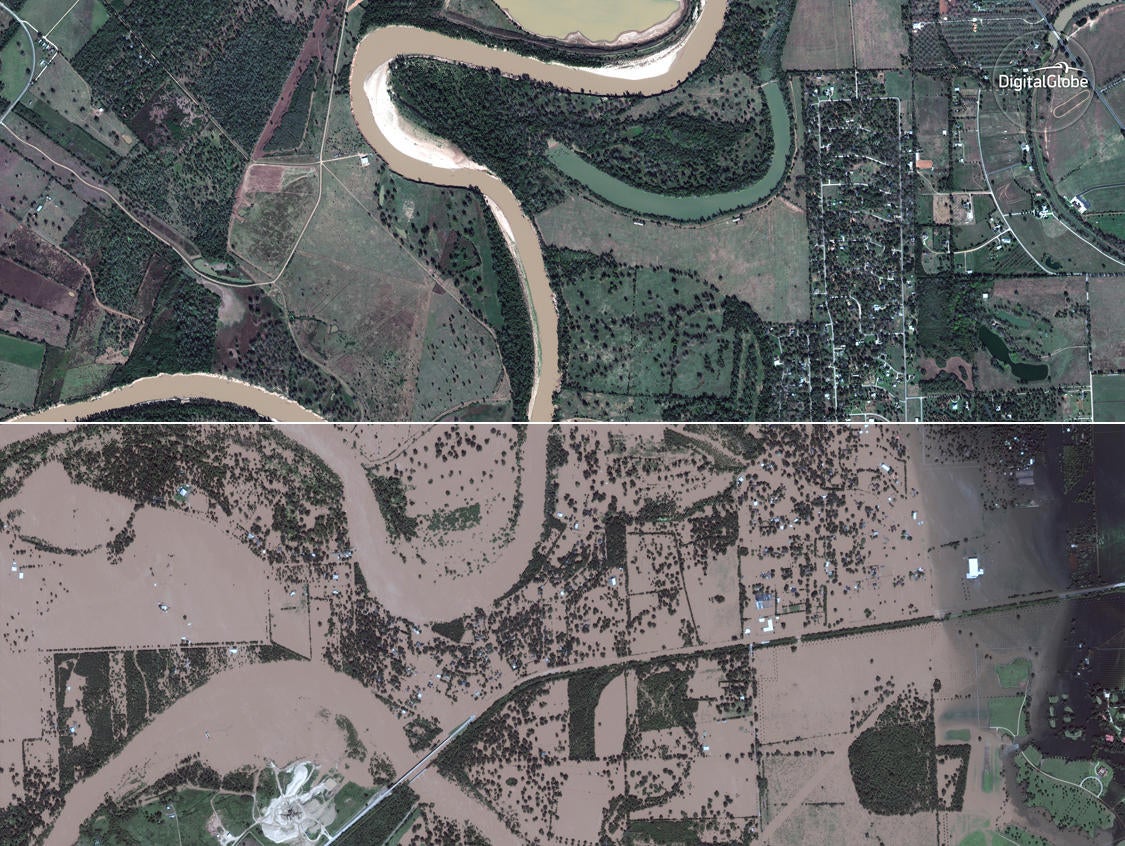 Before and after Harvey's floods