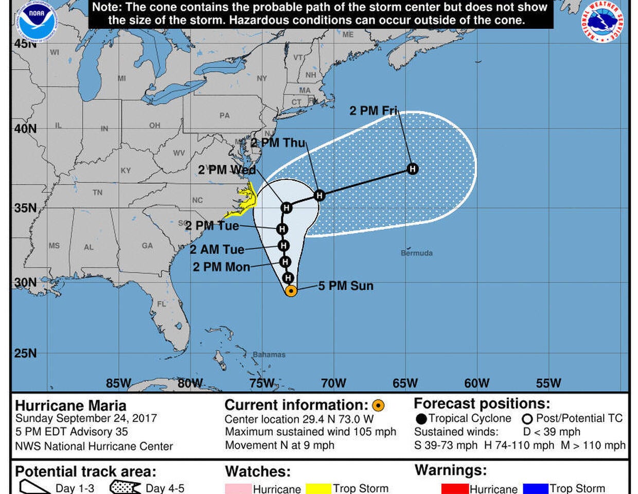 Hurricane Maria: tropical storm watch issued for coast of North ...