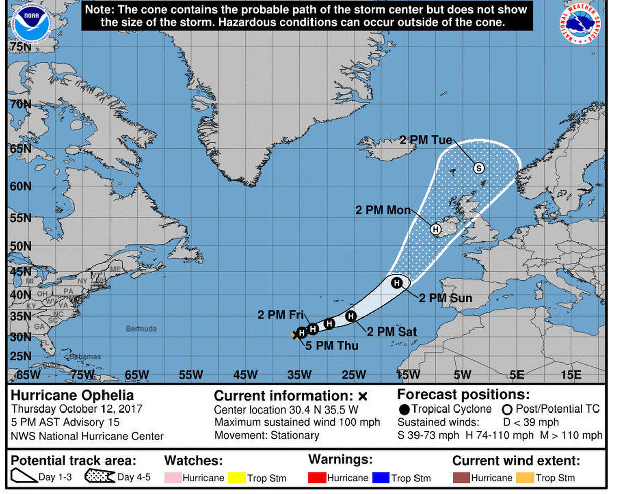 Hurricane Ophelia 2017 Category 2 storm: Ireland, UK path for 10th ...