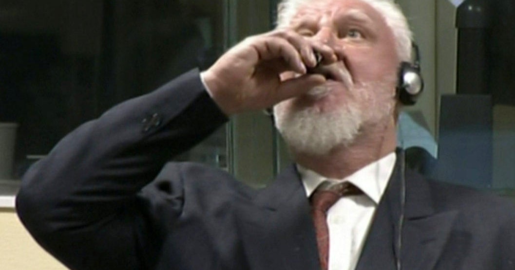 War criminal Slobodan Praljak drank from container holding deadly ...