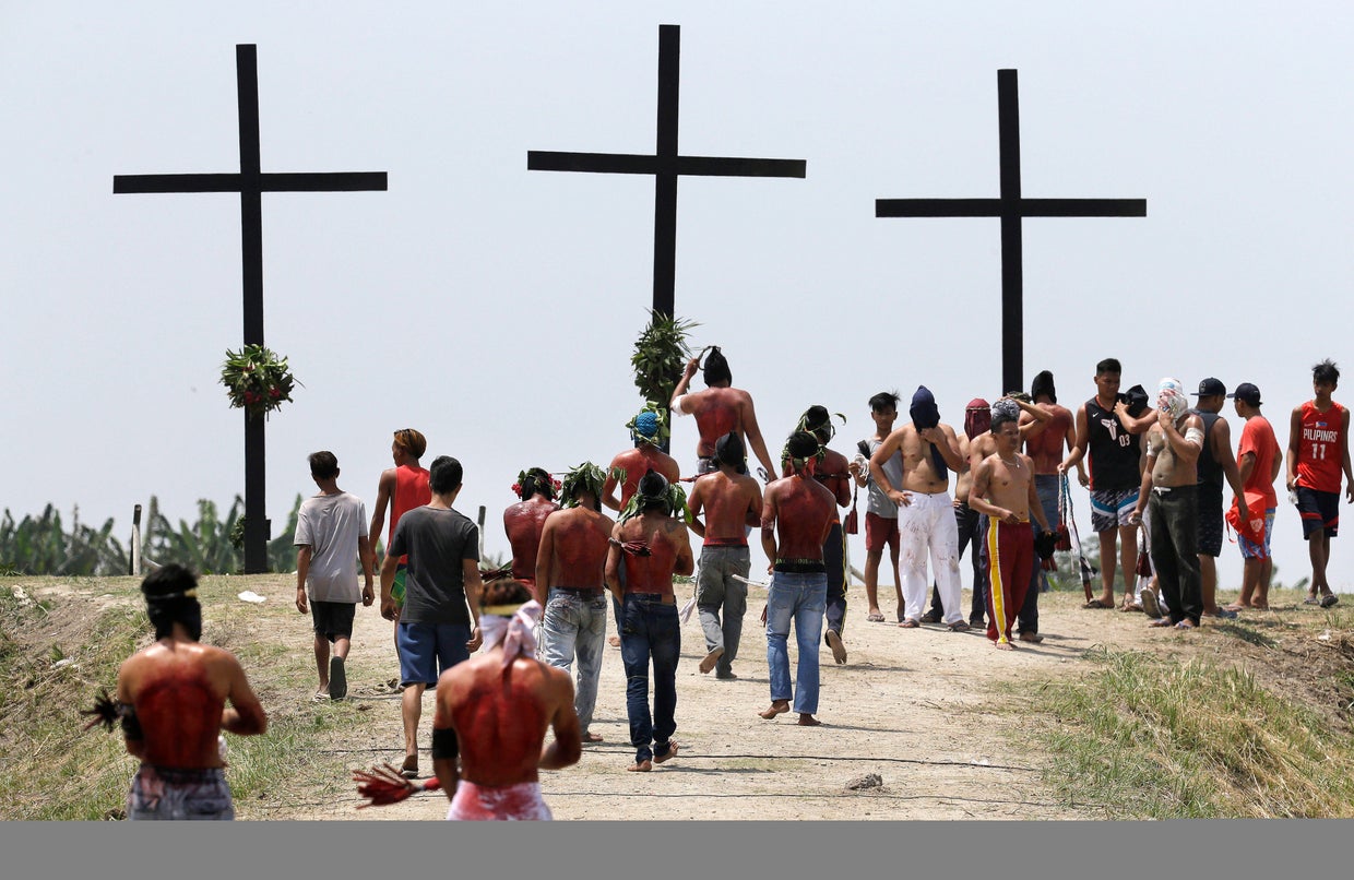 7 devotees nailed to wooden crosses on Good Friday in Philippines - CBS ...
