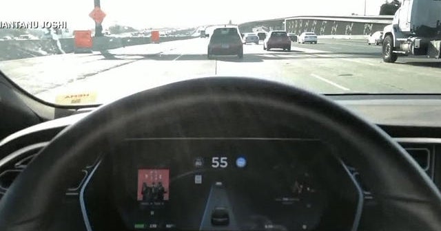 Video shows Tesla autopilot failing at site of fatal March crash - CBS News