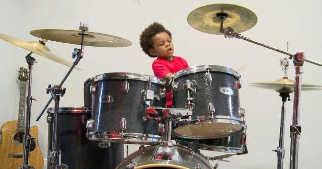 2-year-old drummer creates his own beat - CBS News