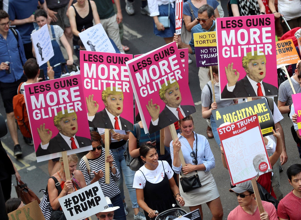 Protests mock Trump during U.K. visit