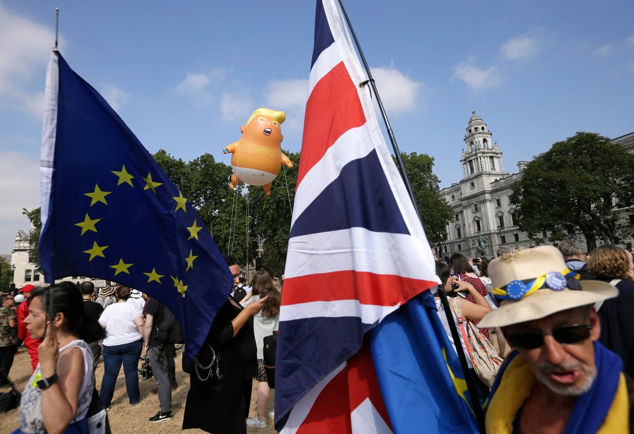 Protests mock Trump during U.K. visit