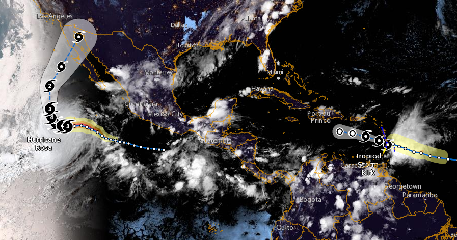 Tropical Storm Kirk and Hurricane Rosa Category 3: Latest path, models ...