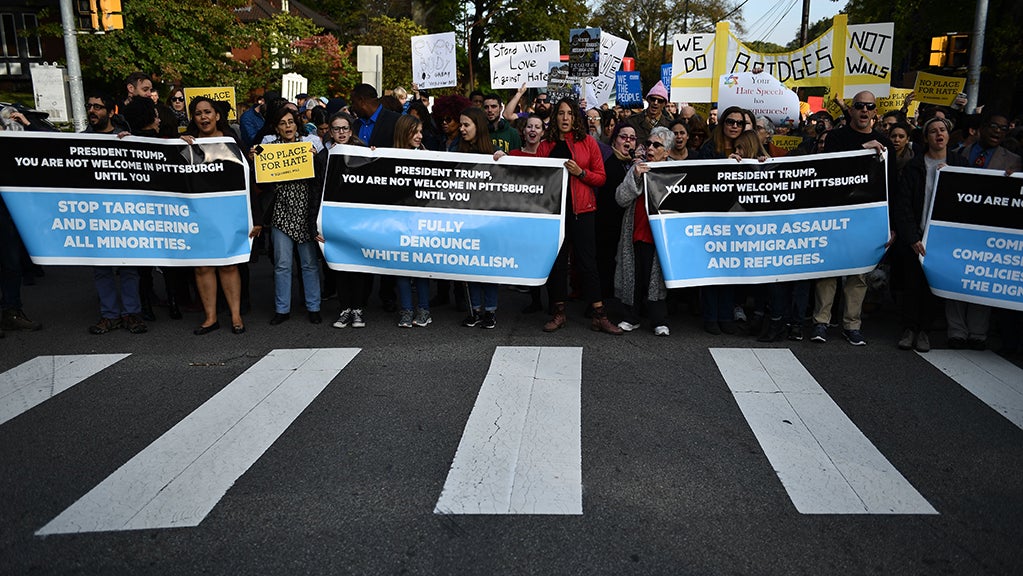Thousands Gather In Squirrel Hill For Protest, Turn Backs On President ...