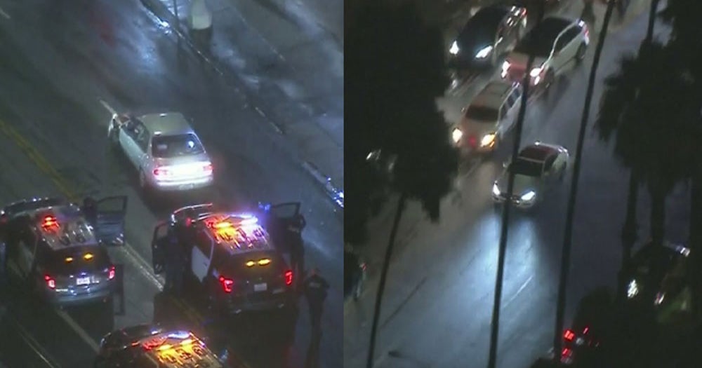 Officers Chasing Stolen Mercedes Stop To Pursue Driver In Hit And Run